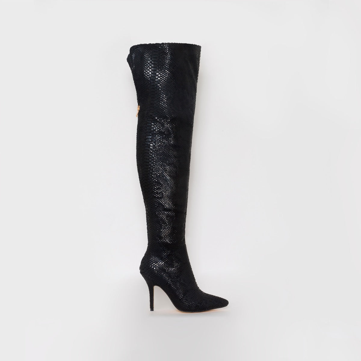 Karina Black Python Thigh High Boots – Simmi London