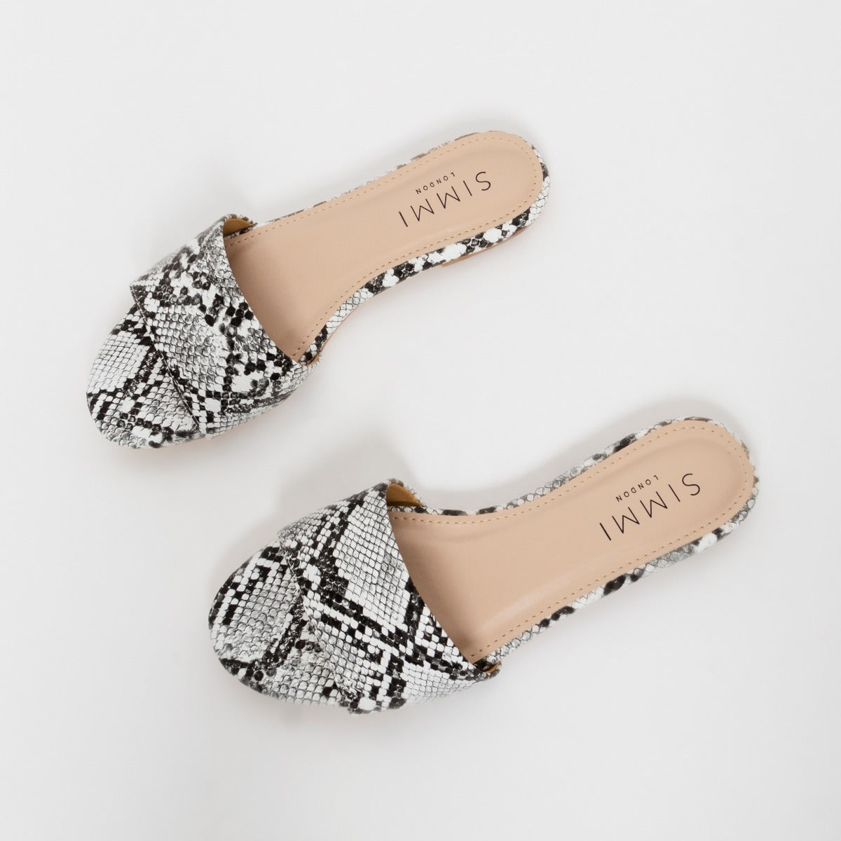 Zara Black and White Snake Sliders – Simmi London