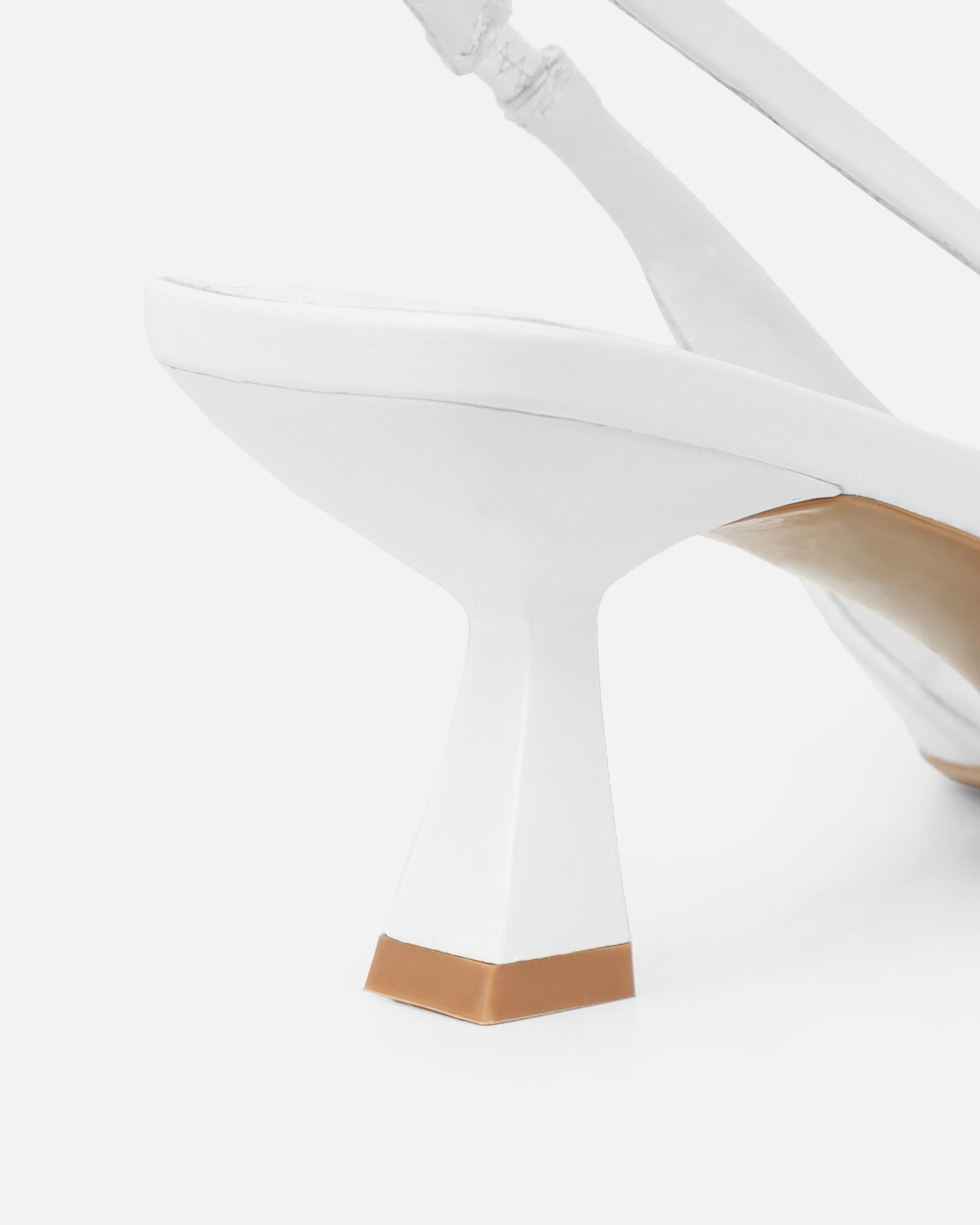 Odell White Sling Back Mid Heel Courts | SIMMI London