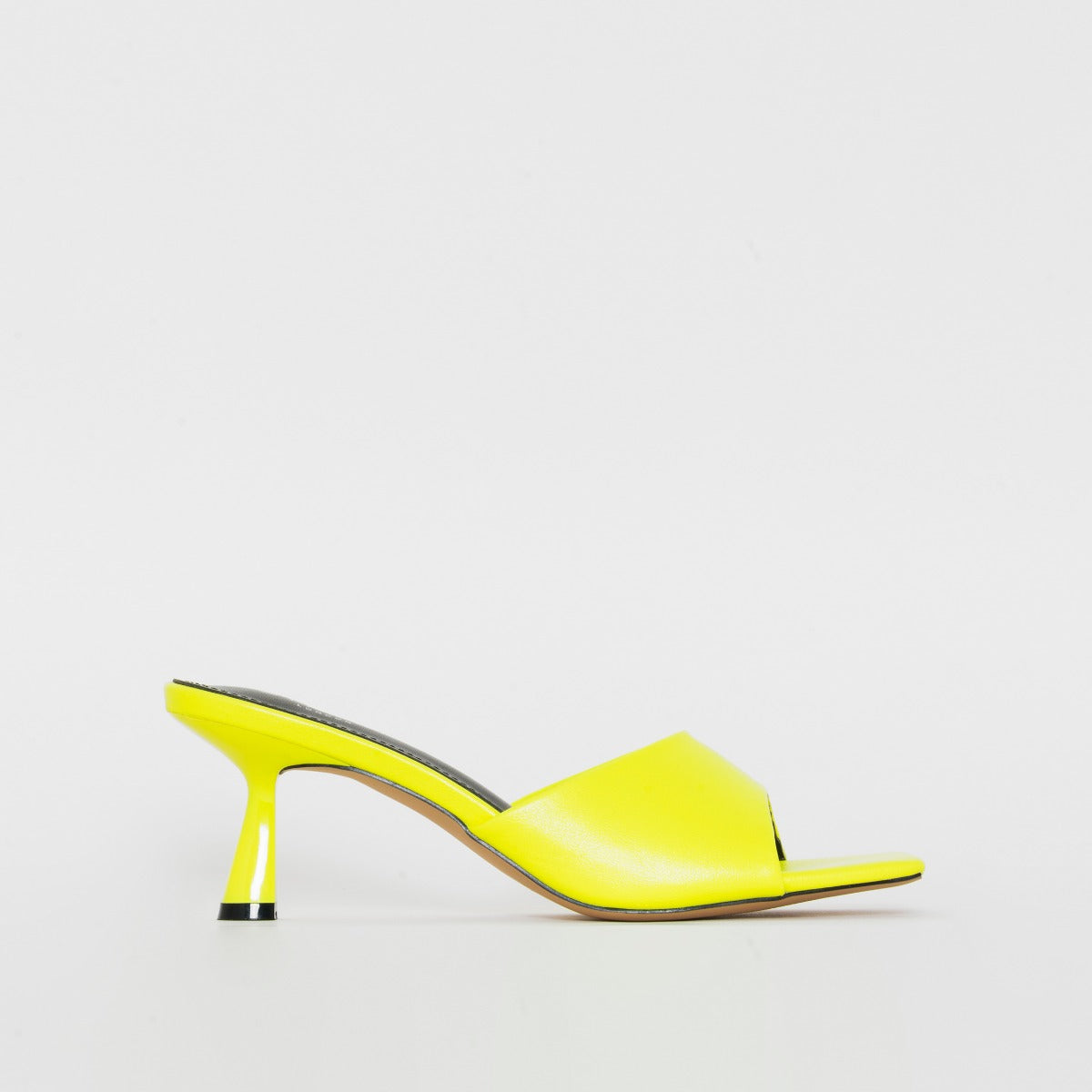 Clermont Twins Kitty Neon Yellow Flared Mini Heel Mules – Simmi London