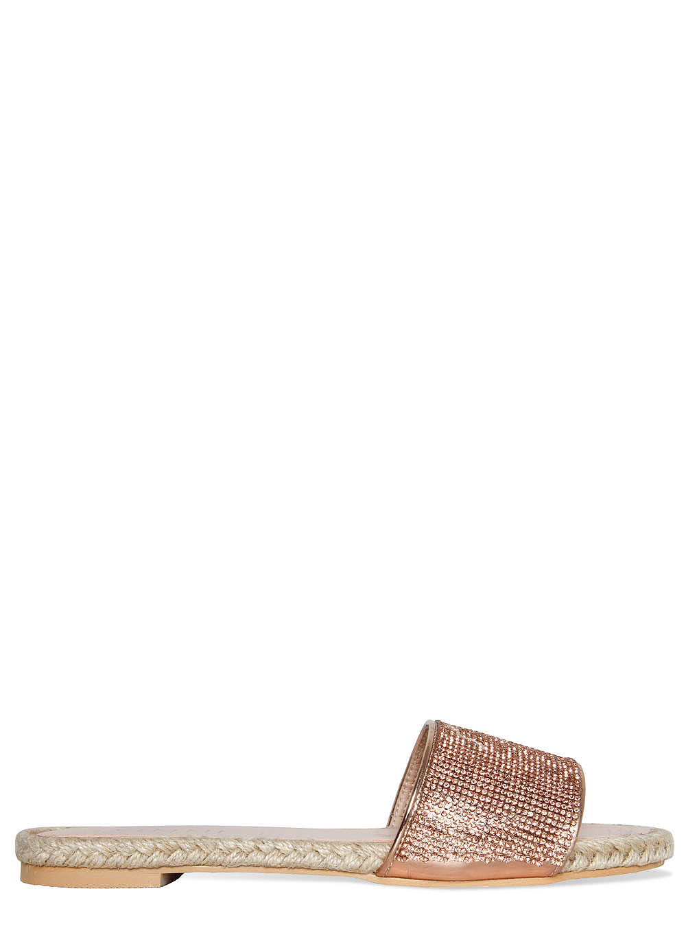 Hazel Rose Gold Diamante Gem Espadrille Sliders | Simmi London