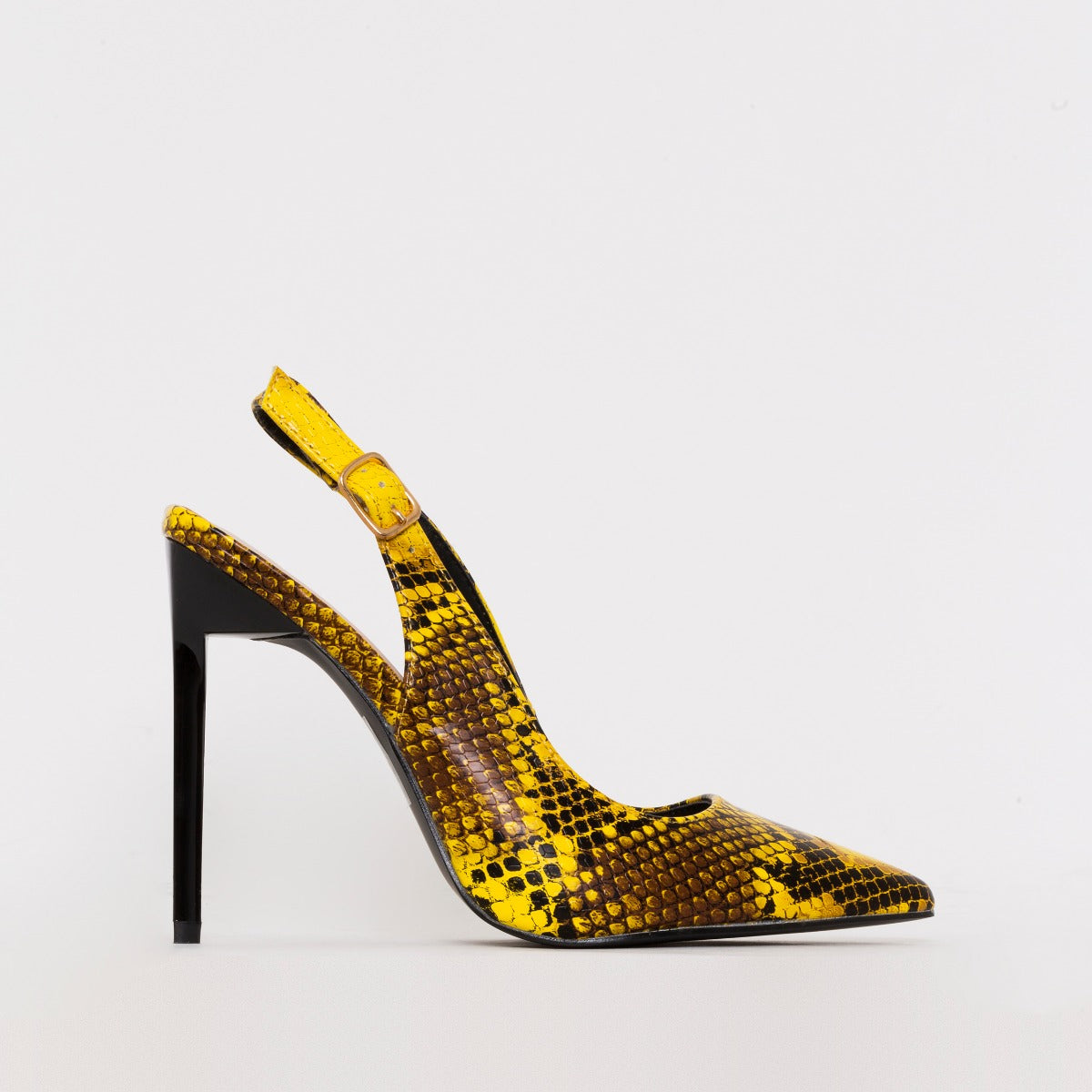 Ines Yellow Snake Print Slingback Court Heels | Simmi London