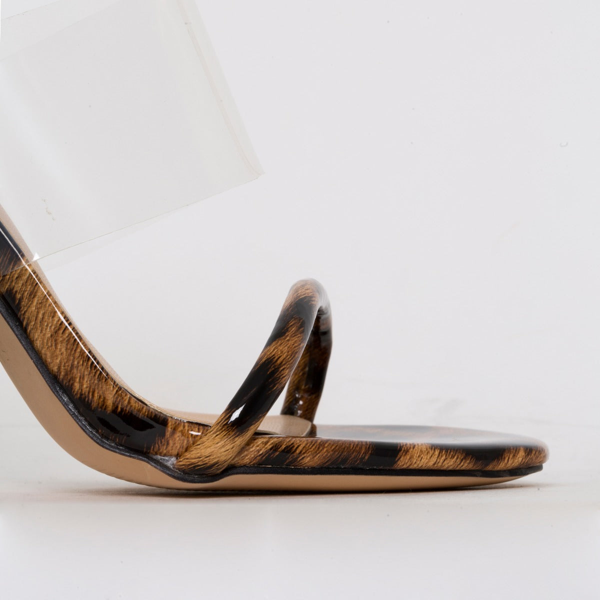 Carissa Wide Fit Patent Leopard Print Clear Block Mules – Simmi London