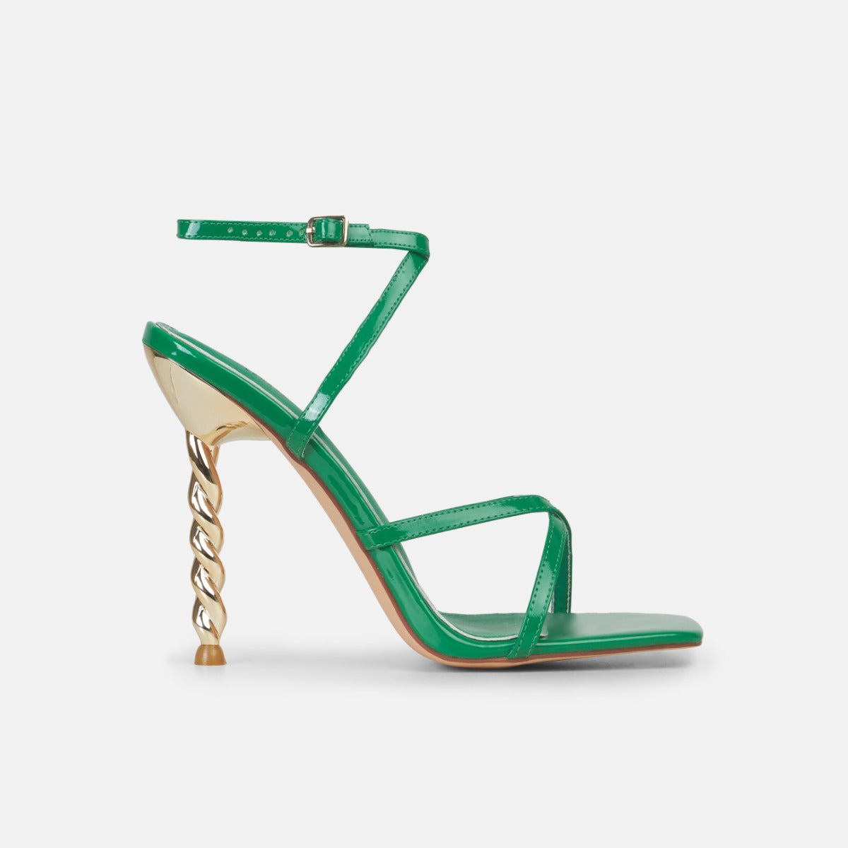 Mae Green Strappy Spiral Stiletto Heels | SIMMI London – Simmi London