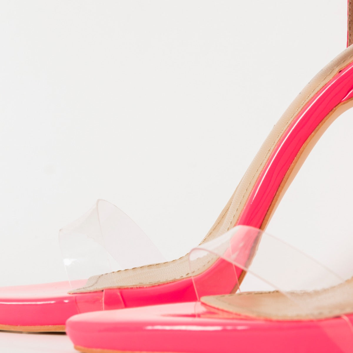 Elsie Neon Pink Patent Barely There Stiletto Heels – Simmi London